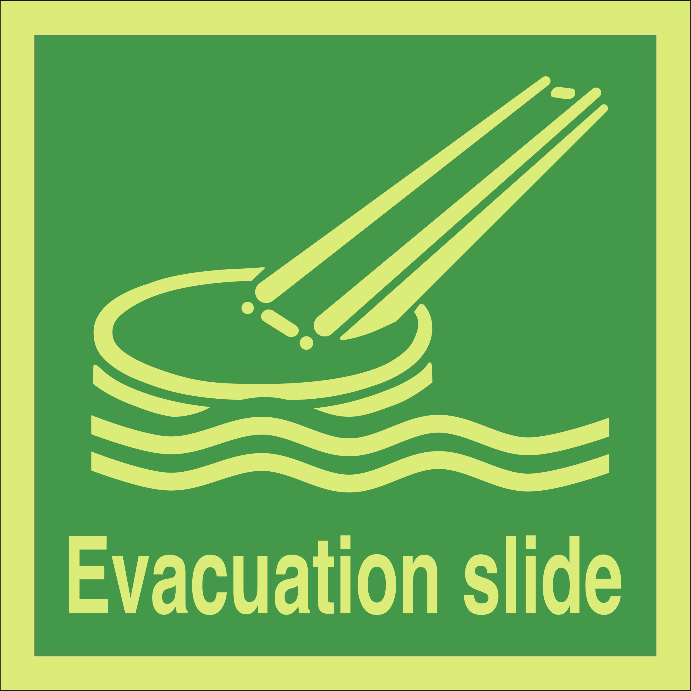 Photoluminescent Evacuation Slide Sign – Aquatic Safety Signs